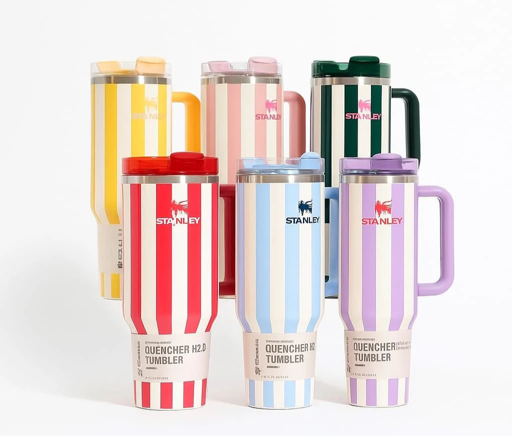 Stanley Quencher 40OZ CornFlower Cabana Gloss Tumbler – The Gadgets Gallery